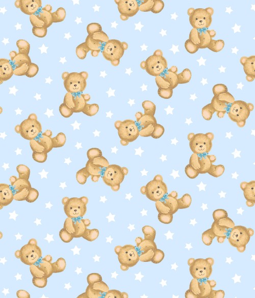 Crib / Toddler - Blue Star Teddy - Matching Bumper - Fluently478